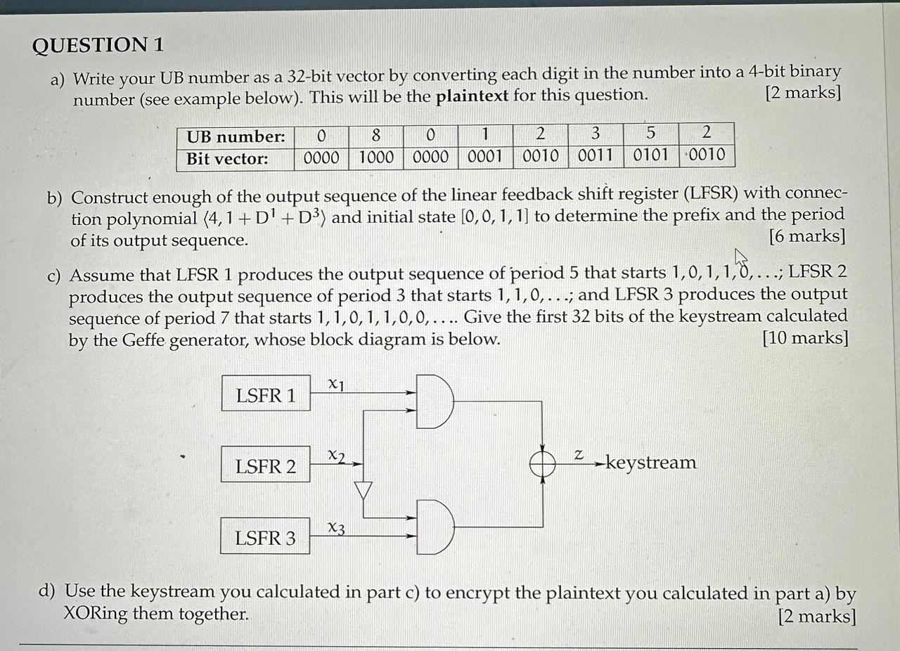 a) Write your UB number as a 32-bit vector by | Chegg.com