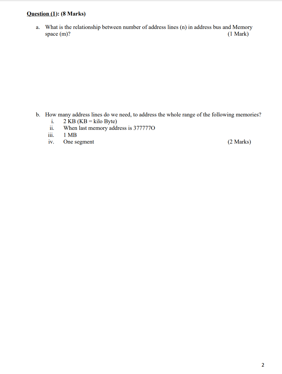 Solved a. What is the relationship between number of address | Chegg.com