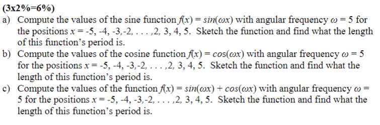 Solved (3×2%=6%) a) Compute the values of the sine function | Chegg.com