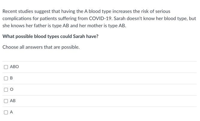 Solved Recent studies suggest that having the A blood type | Chegg.com
