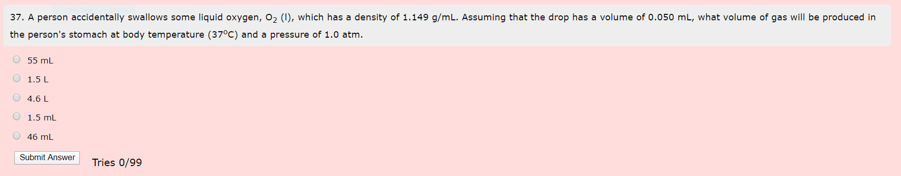 Solved 37. A person accidentally swallows some liquid | Chegg.com