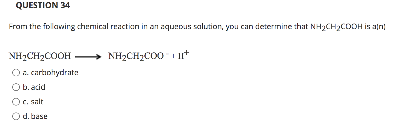 Solved QUESTION 34 From the following chemical reaction in | Chegg.com