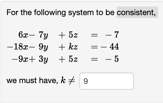 Solved For the following system to be consistent, | Chegg.com