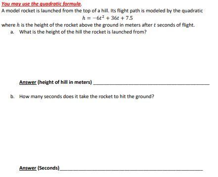 Solved You may use the quadratic formula. A model rocket is | Chegg.com
