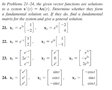 Solved In Problems 21-24, the given vector functions are | Chegg.com