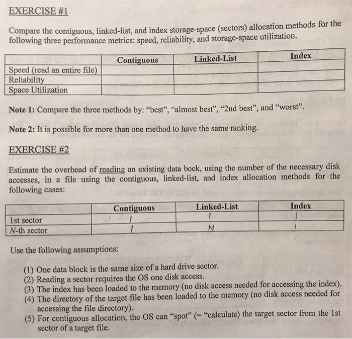 Solved EXERCISE #1 ompare the contiguous, linked-list, and | Chegg.com