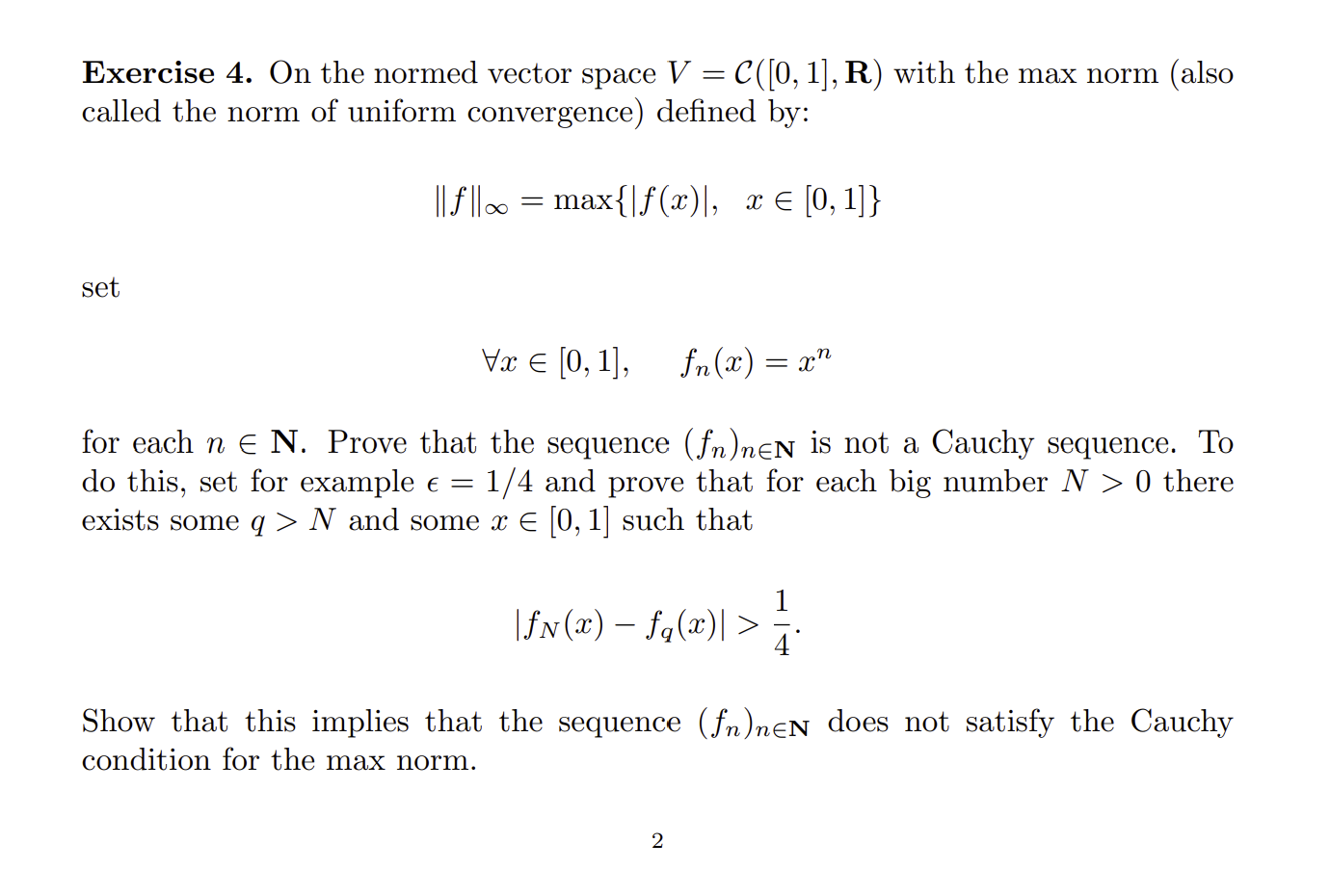 Solved Exercise 4. On ﻿the normed vector space V=C([0,1],R) | Chegg.com