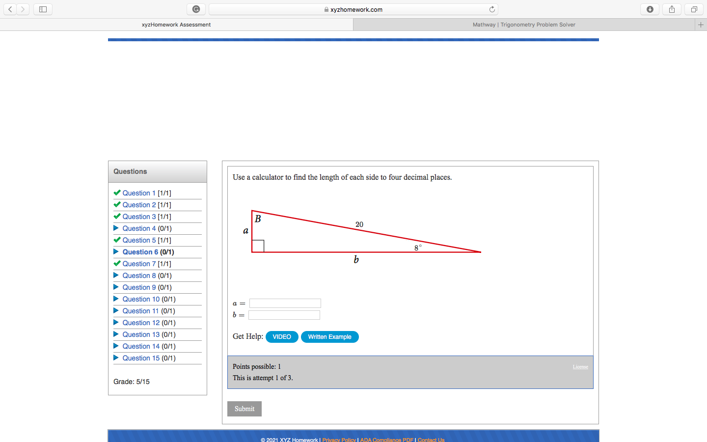 Solved xyzhomework.com G 0 xyzHomework Assessment Mathway | | Chegg.com