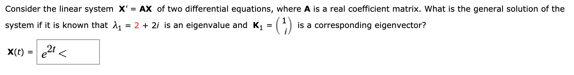 Solved Consider the linear system X' = AX of two | Chegg.com