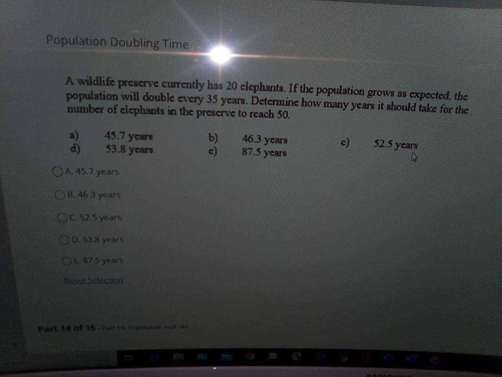 Solved Population Doubling Time A wildlife preserve | Chegg.com