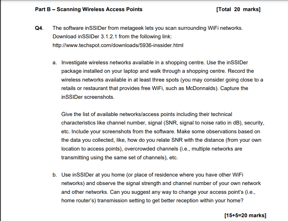 Solved Part B - Scanning Wireless Access Points [Total 20 | Chegg.com