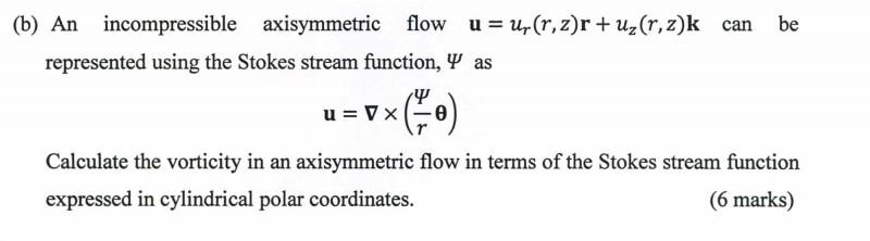 Solved be (b) An incompressible axisymmetric flow u = ur (r, | Chegg.com