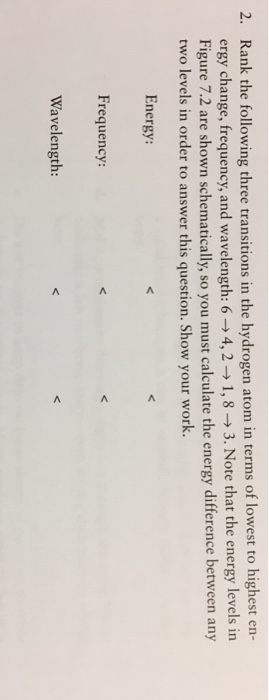 Solved rank the following three transitions in the hydrogen | Chegg.com