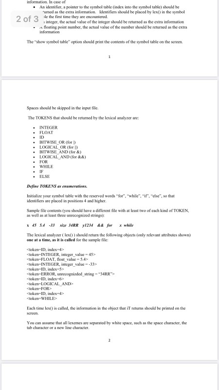 2 information. In case of • An identifier, a pointer | Chegg.com