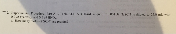 Solved 2. Experimental Procedure Part A.1, Table 34.1. A | Chegg.com