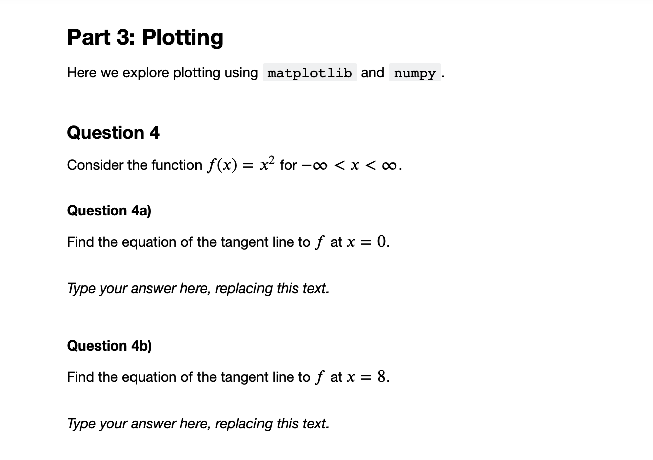 Solved Part 3: Plotting Here we explore plotting using | Chegg.com