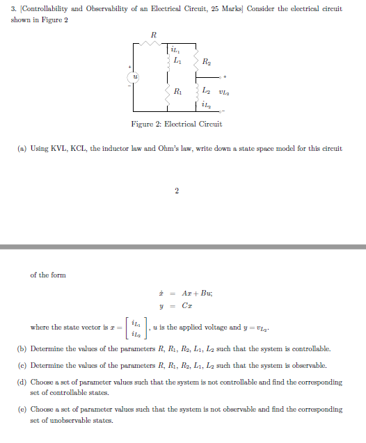 Solved 3. [Controllability and Observability of an | Chegg.com
