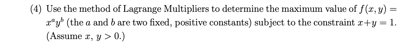 Solved 4) Use the method of Lagrange Multipliers to | Chegg.com