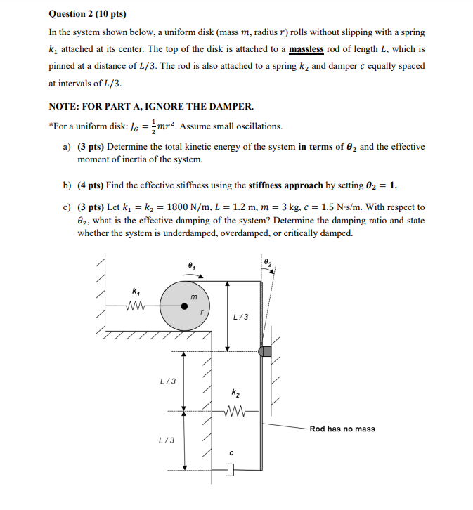 Solved In the system shown below, a uniform disk (mass m, | Chegg.com