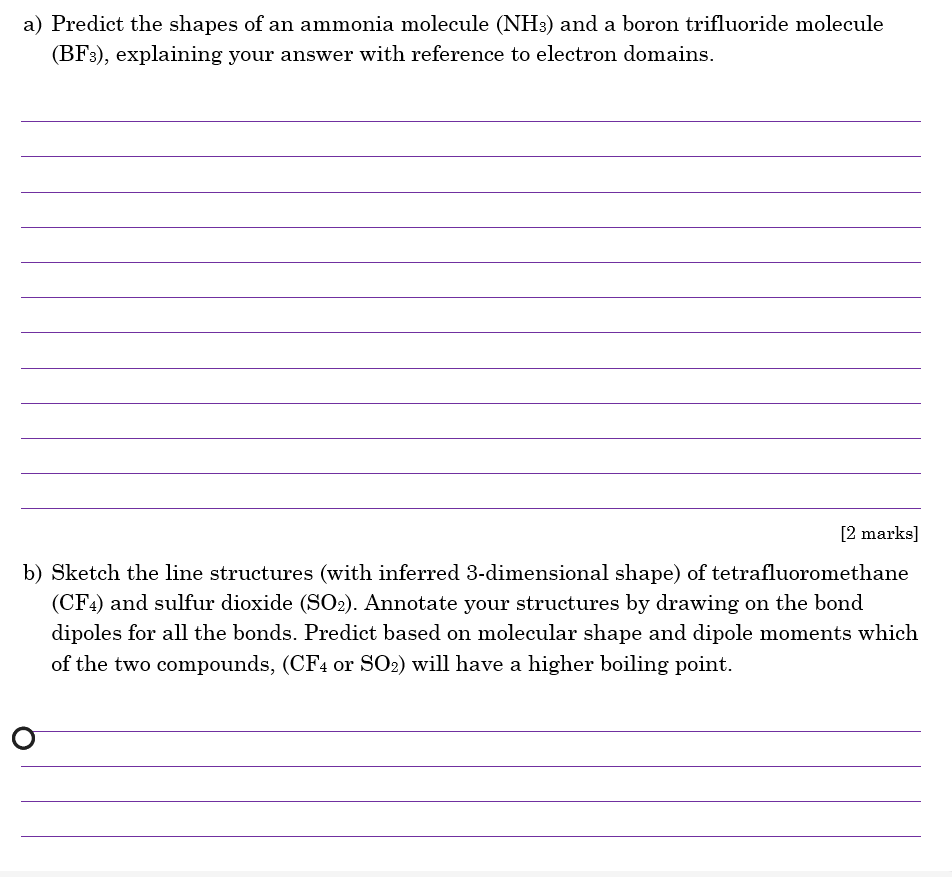 Solved a) Predict the shapes of an ammonia molecule (NH3) | Chegg.com