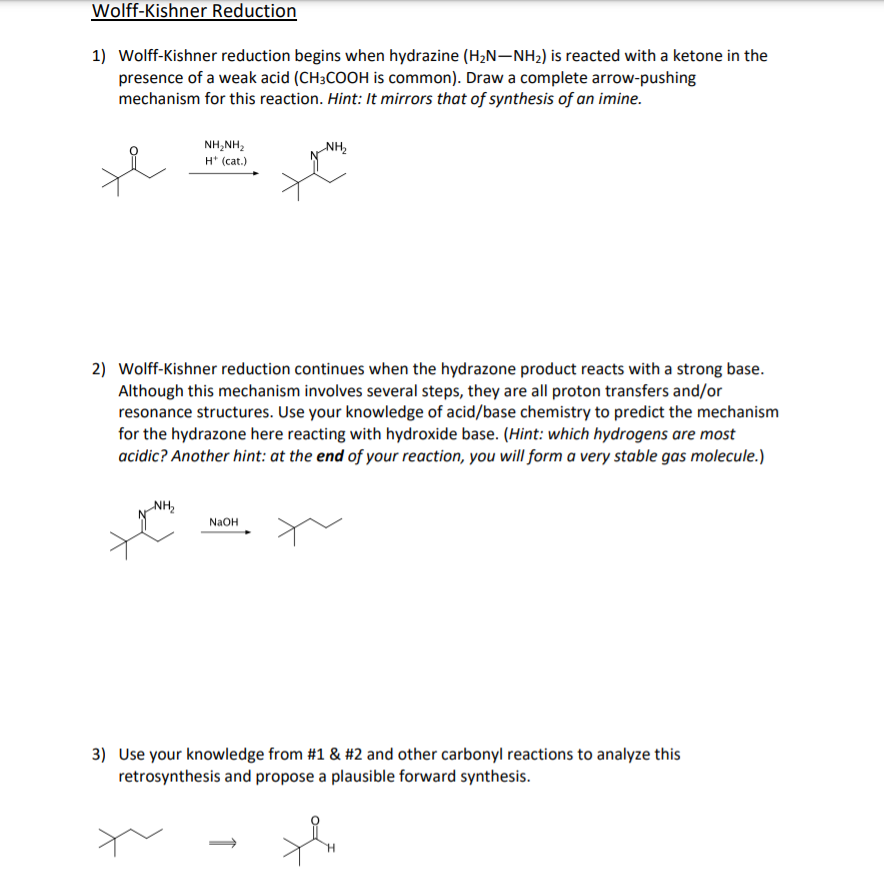 Solved Wolff-Kishner Reduction 1) Wolff-Kishner reduction | Chegg.com