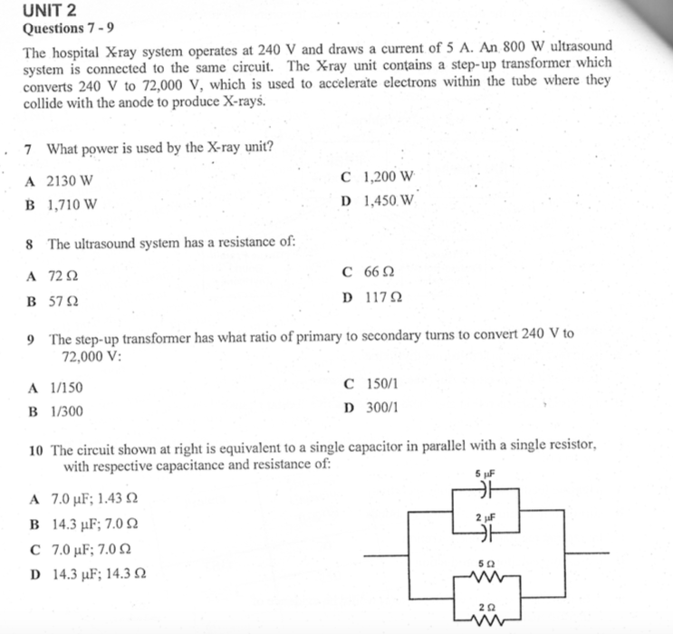 Solved UNIT 2 Questions 7-9 The hospital Xray system | Chegg.com