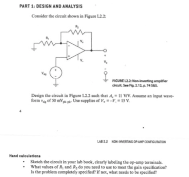 Solved PART 1: DESIGN AND ANALYSIS Consider the circuit | Chegg.com