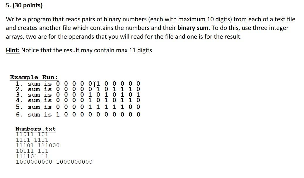 Solved 5. (30 points) Write a program that reads pairs of | Chegg.com