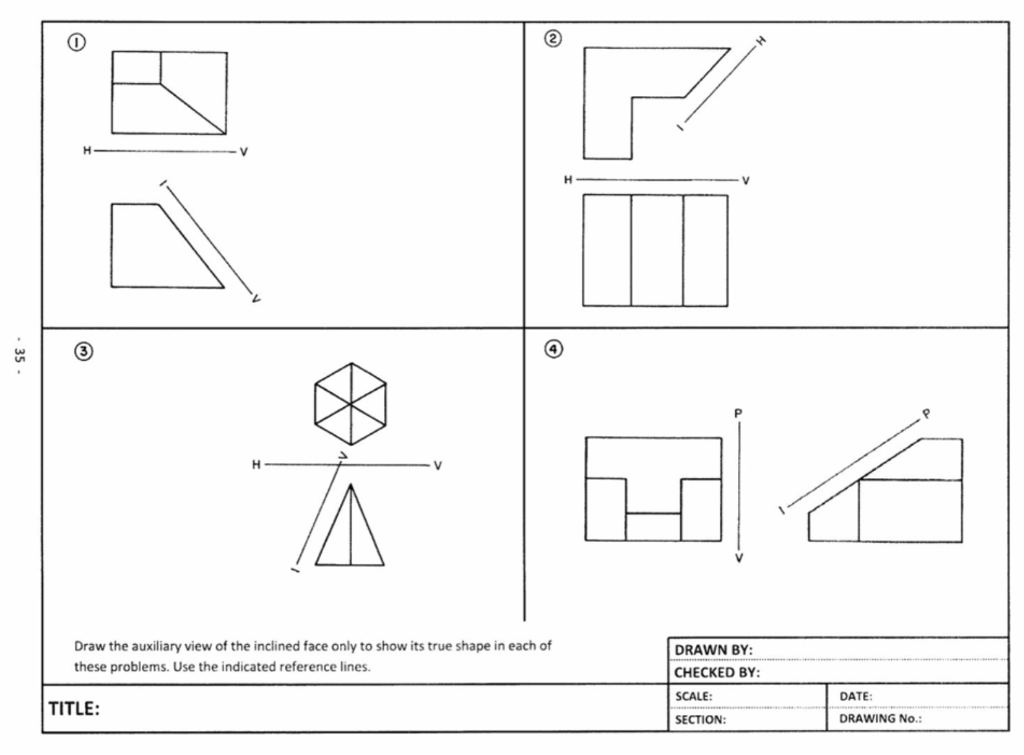 Solved P 35 Draw the auxiliary view of the inclined face | Chegg.com