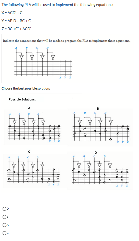 Solved The following PLA will be used to implement the | Chegg.com