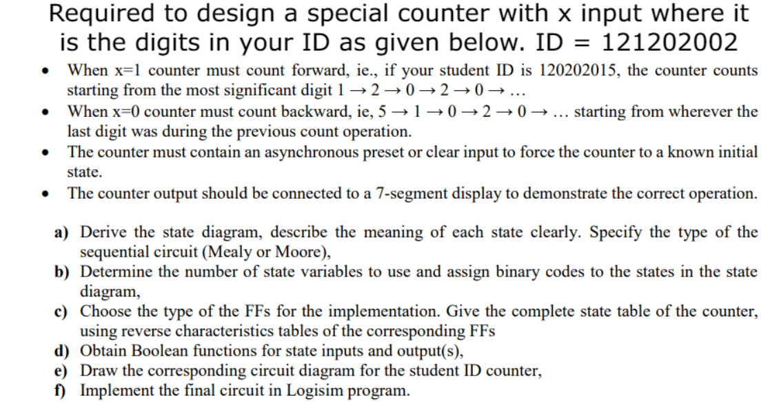 Solved Required to design a special counter with x input | Chegg.com