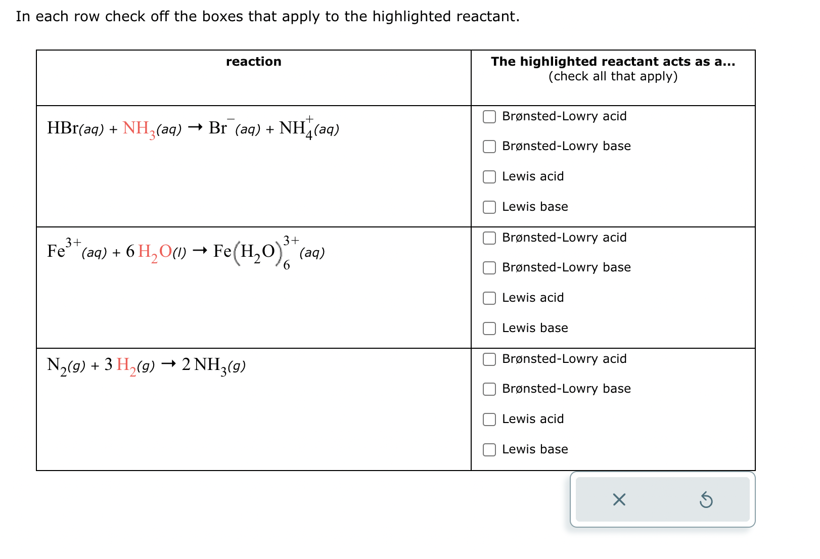 Solved In each row check off the boxes that apply to the | Chegg.com