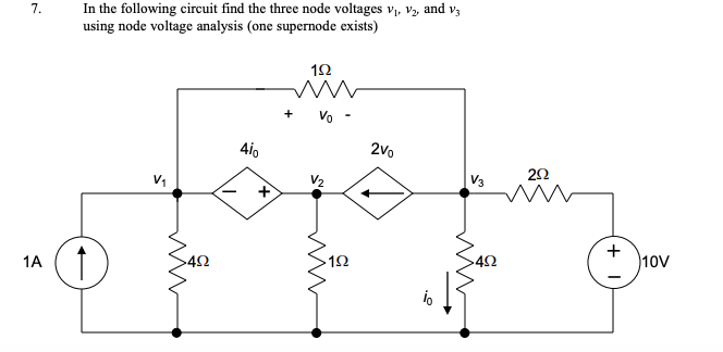 Solved 7. In the following circuit find the three node | Chegg.com