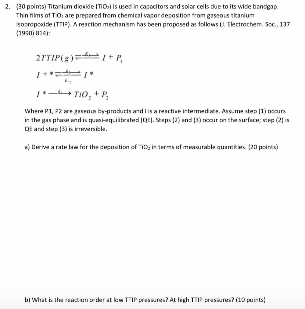Solved (30 points) Titanium dioxide (TiO2) is used in | Chegg.com