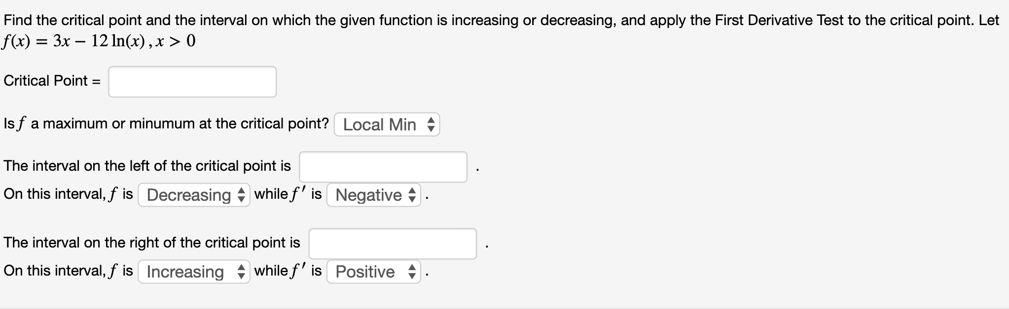 Solved Find the critical point and the interval on which the | Chegg.com