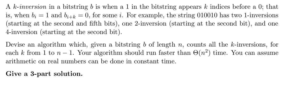 Solved A K Inversion In A Bitstring B Is When A 1 In The 