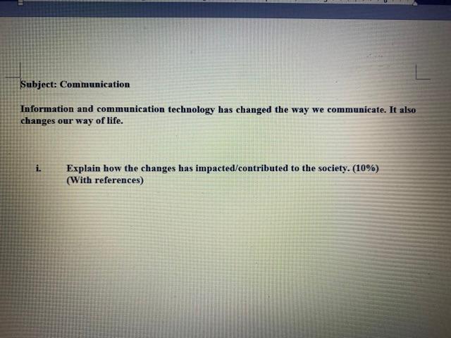 Solved Subject: Communication Information and communication | Chegg.com