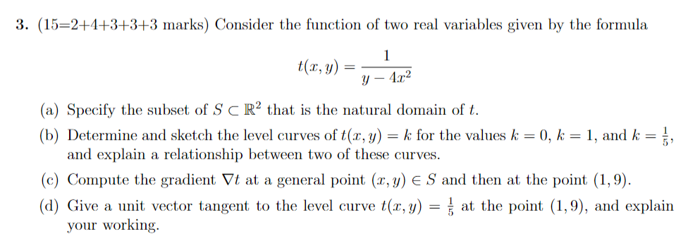 Solved (15=2+4+3+3+3 marks ) Consider the function of two | Chegg.com