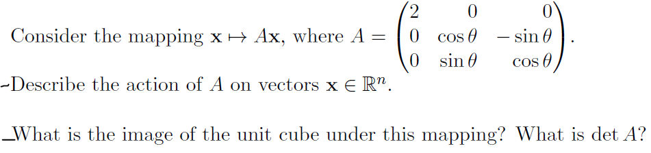 Solved Consider the mapping x↦Ax, where | Chegg.com