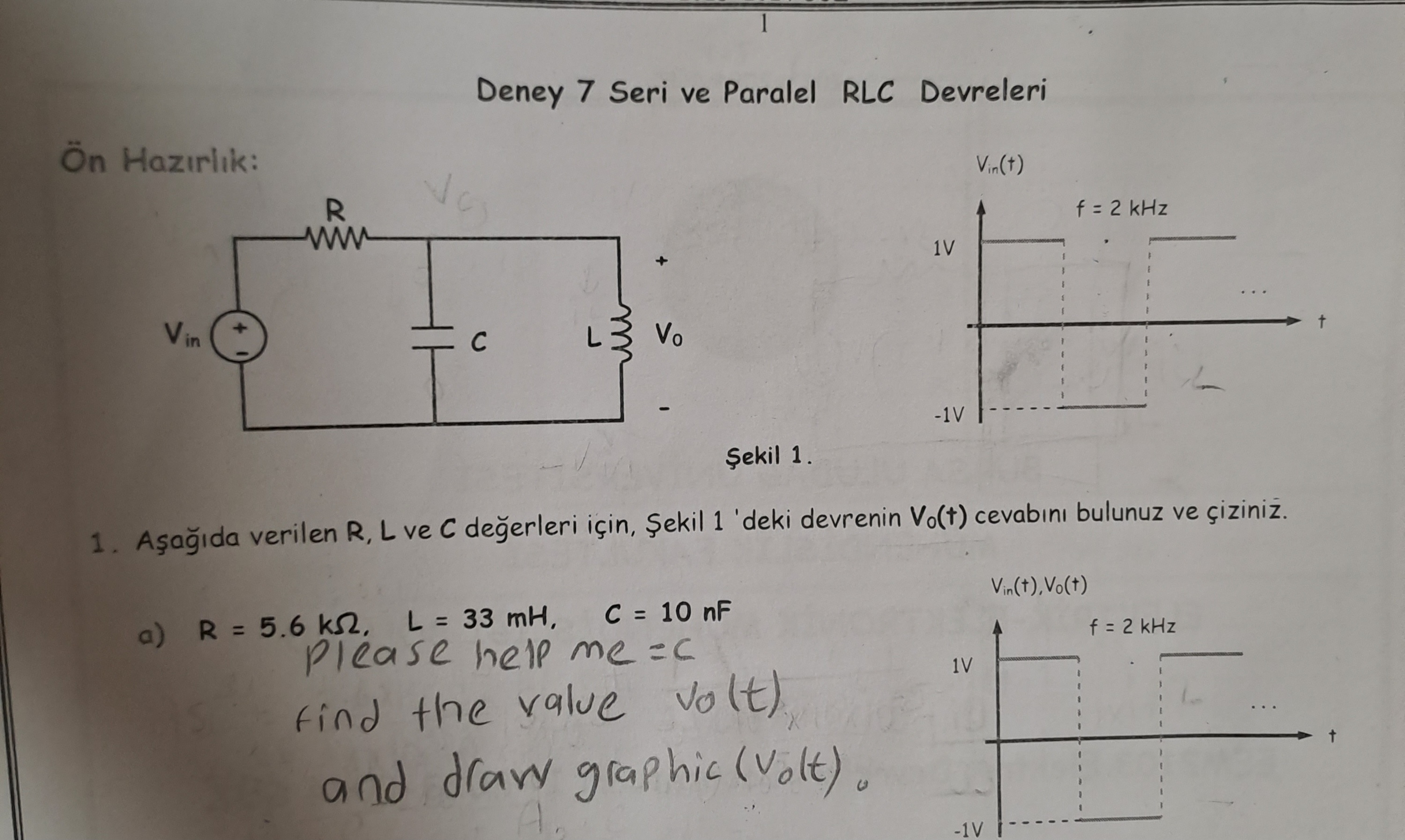 Solved Deney 7 Seri ve Paralel RLC Devreleri Ön Hazırlik: | Chegg.com