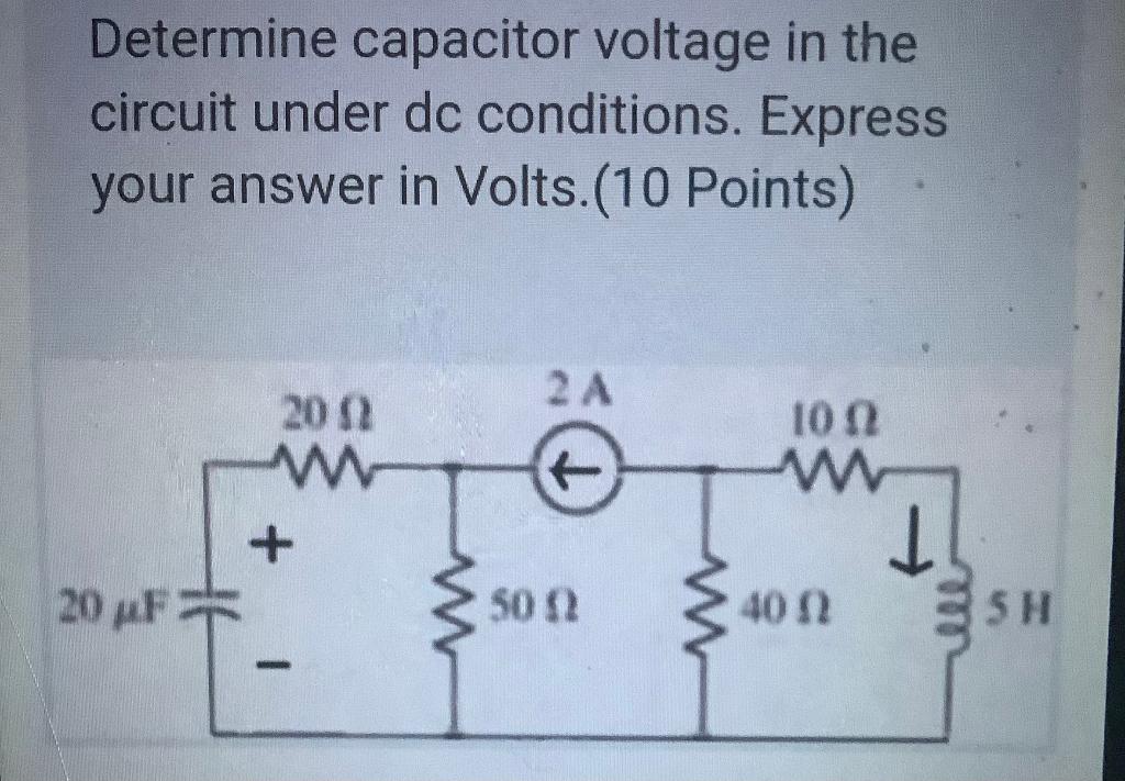 Solved Determine capacitors voltage in the circuit under dc | Chegg.com