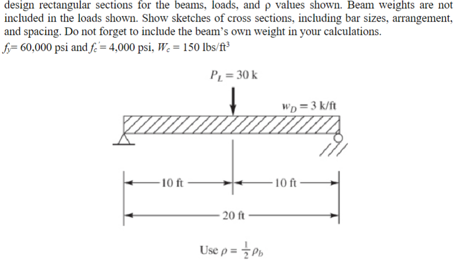 Solved design rectangular sections for the beams, loads, and | Chegg.com
