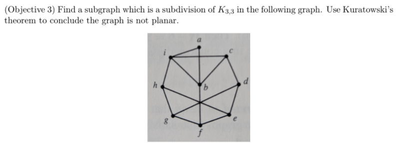 Solved (Objective 3) Find a subgraph which is a subdivision | Chegg.com