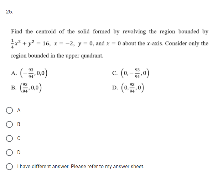Solved 25. Find the centroid of the solid formed by | Chegg.com