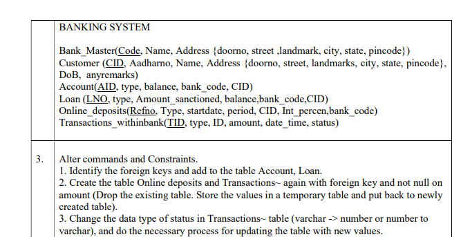 Solved given here are the list of tables which needs to be | Chegg.com