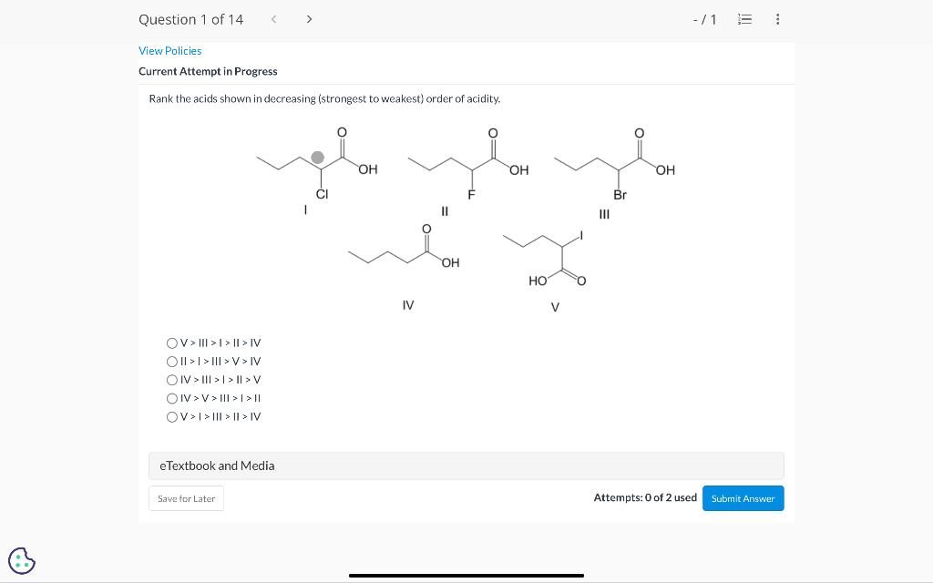 Solved Rank the acids shown in decreasing (strongest to | Chegg.com