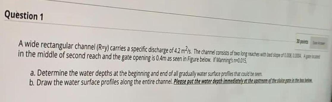 Solved A wide rectangular channel (R=y) carries a specific | Chegg.com