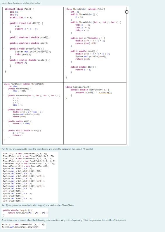 Solved Given the inheritance relationchip below abstract | Chegg.com