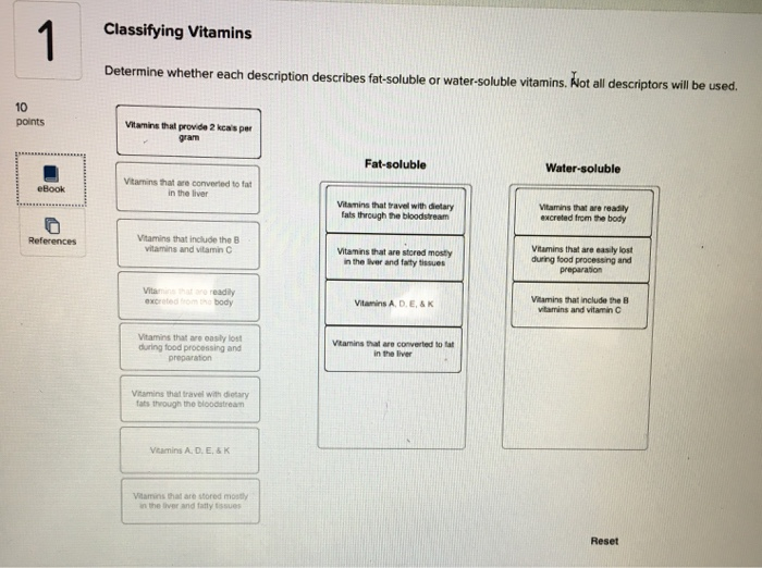 Solved Classifying Vitamins Determine whether each | Chegg.com