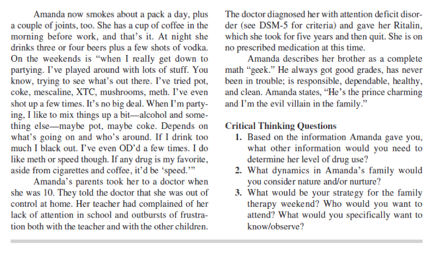 Solved Case Study: Amanda Amanda is a 21-year-old single | Chegg.com